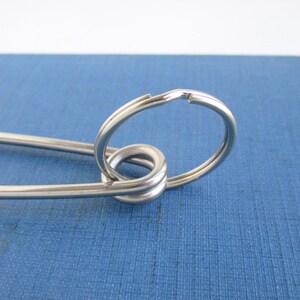 5" Large Safety Pin - Vintage Big Silver Tone Pin / Key Chain (w/ Key Ring) - Etsy