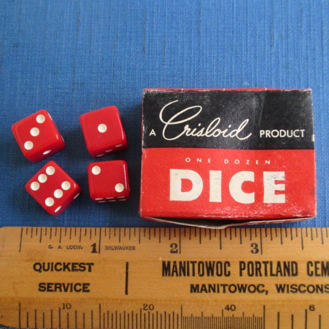 4 Red Bakelite Dice - Vintage Crisloid in Box, 1/2" Set (not Exact ...