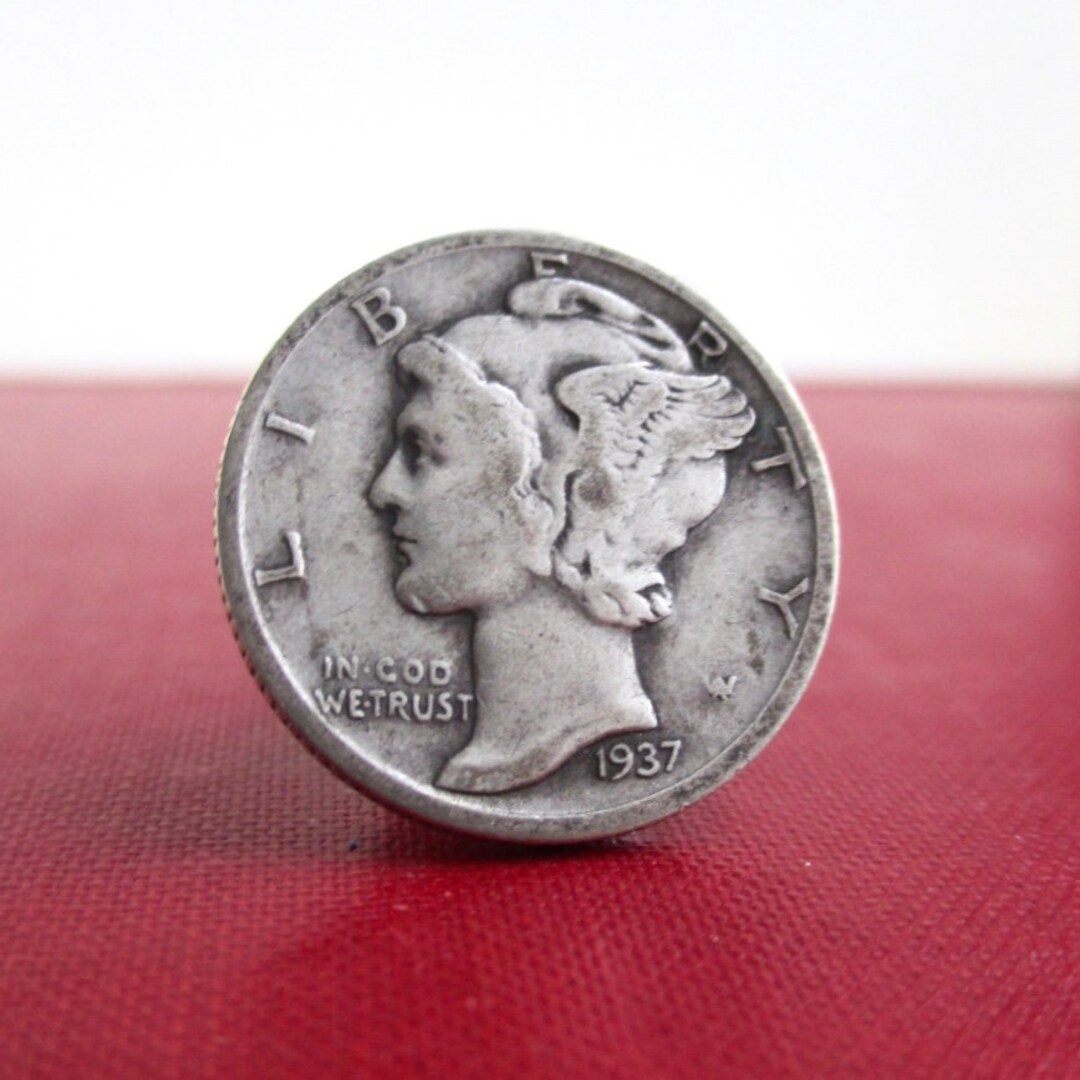 Mercury Dime Tie Tack / Lapel Pin Repurposed USA .900 Silver 1937 Coin ...