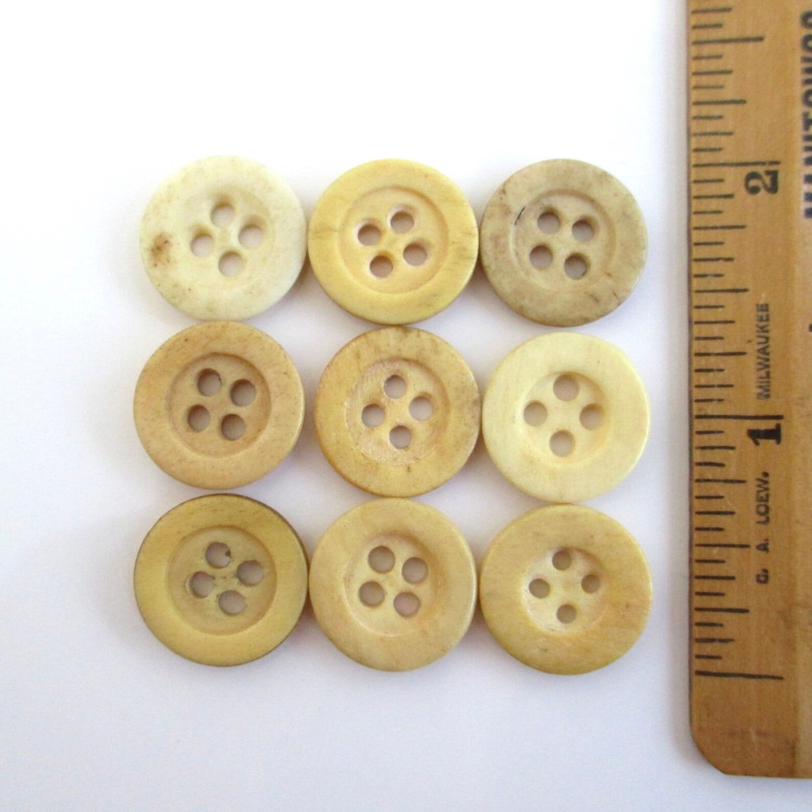 9 Large Antique Bone Buttons Vintage 4 Hole Larger 17mm or | Etsy