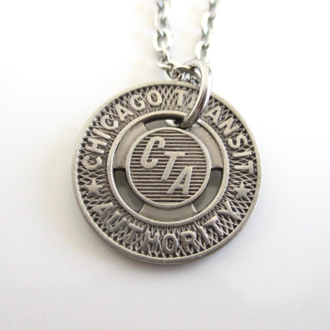 CHICAGO CTA Token Pendant Necklace Repurposed Vintage Transit Token ...