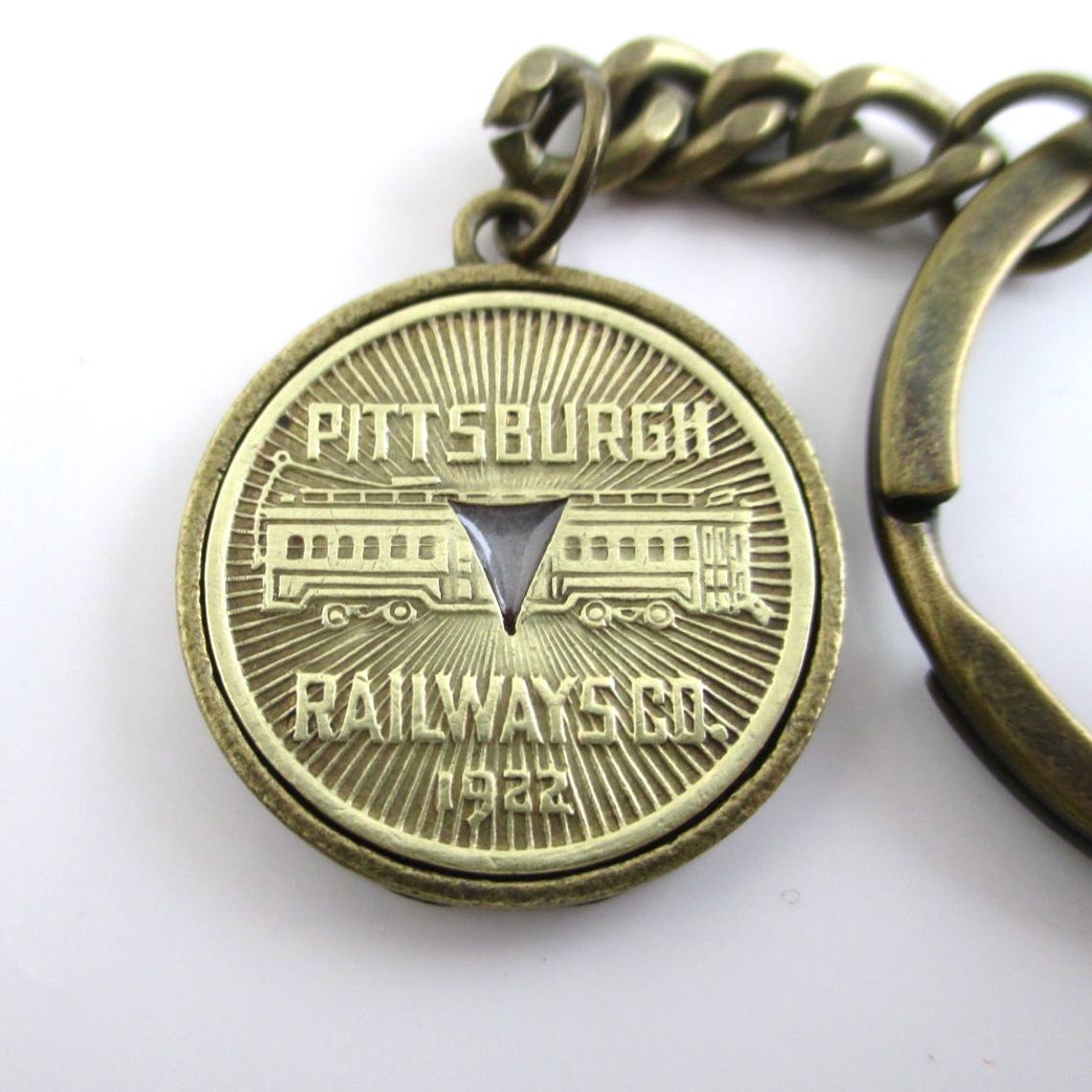 PITTSBURGH Railways Token Key Chain - Repurposed 1922 Vintage Gold Tone ...