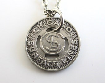 CHICAGO Surface Lines Transit Token Keychain Repurposed Vintage 1940's ...