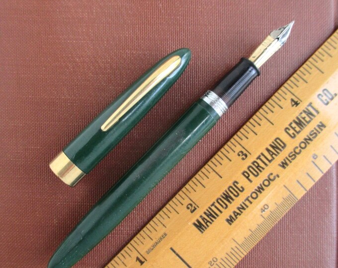 Sheaffer Green & Gold Fountain Pen Vintage Sheaffer's, 14K Gold Nib ...