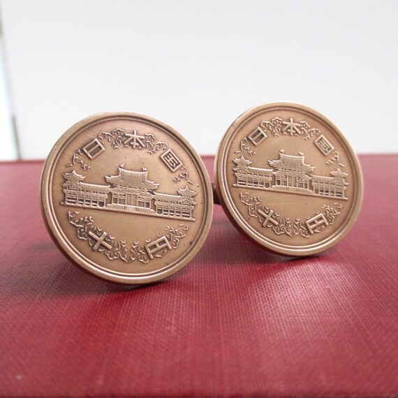 JAPAN Coin Cuff Links Repurposed Vintage Japanese 10 Yen | Etsy