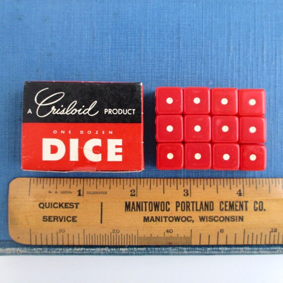 12 Red Bakelite Dice in Original Box Vintage Crisloid - Etsy