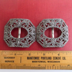 2 Antique Steel Cut Buckles - Ornate Matching Pair, as is - Repurpose ...