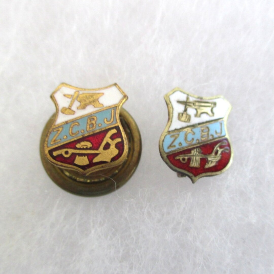 Two Czech Z.C.B.J. Pins - Vintage / Antique Gold Tone & Enamel ...