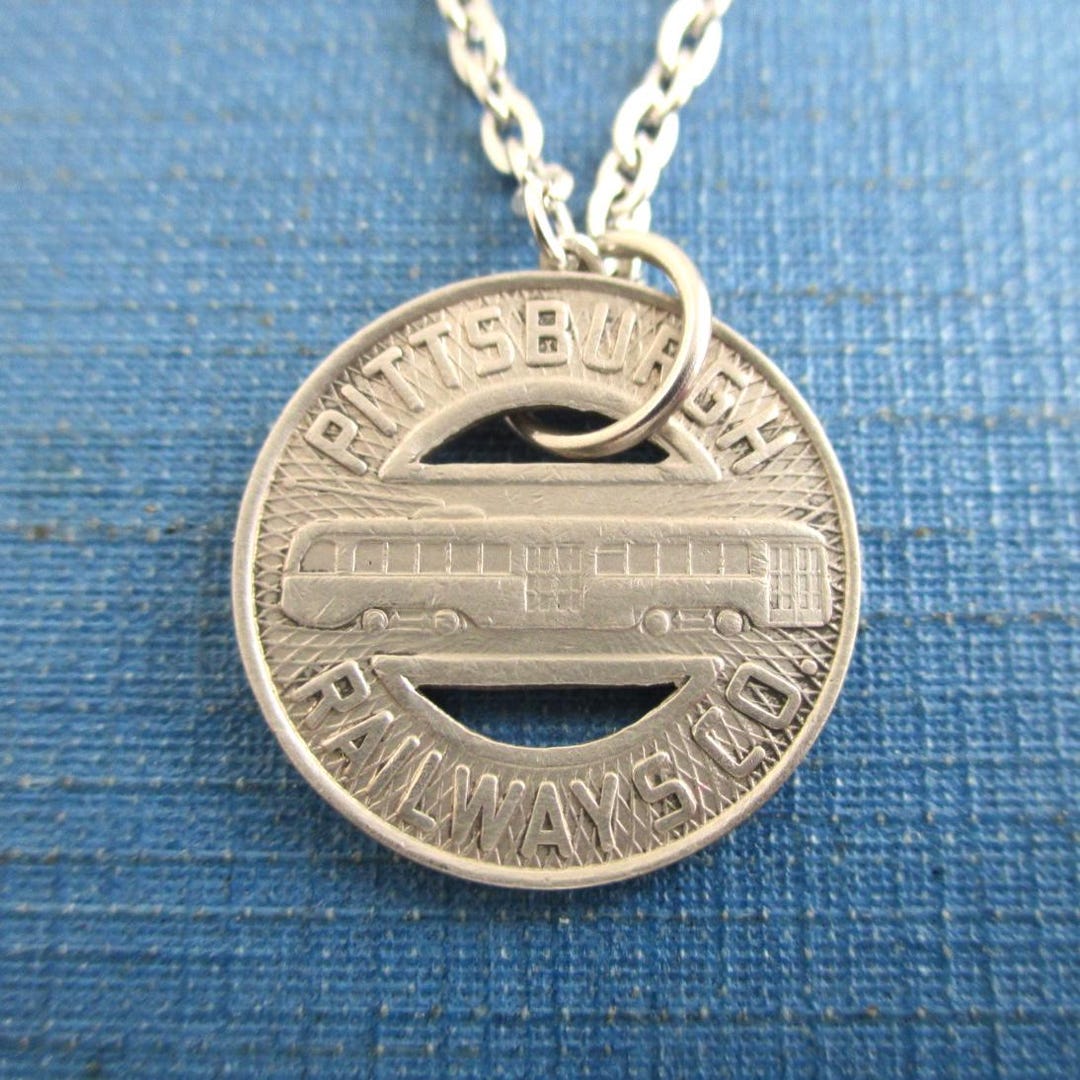 PITTSBURGH Railway Token Pendant Necklace Repurposed Vintage Transit ...