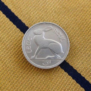 Irish Lucky Rabbit Coin Tie Tack / Lapel Pin Repurposed Vintage Eire ...
