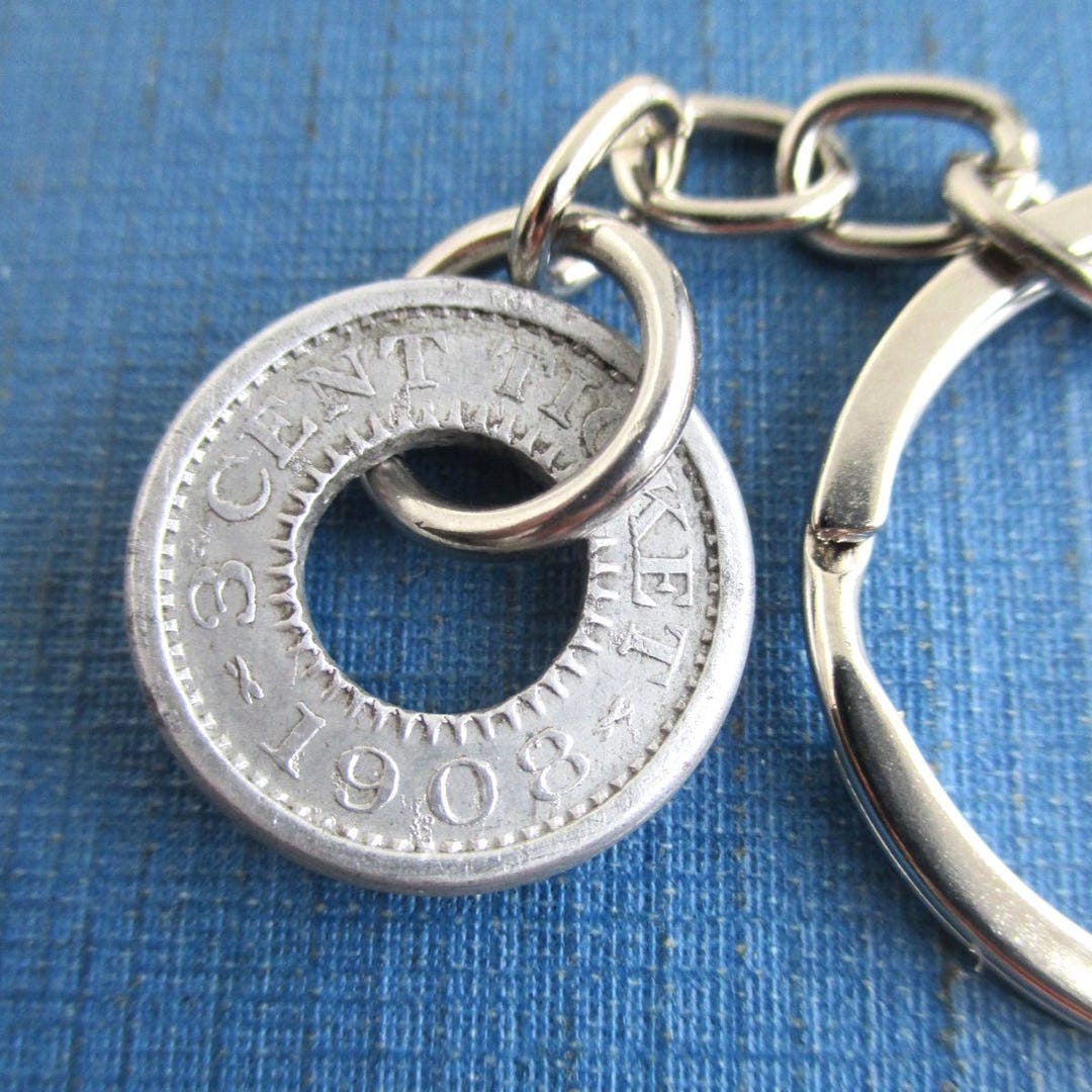 1908 Municipal Traction Co. 3 Cent Ticket Key Chain - Repurposed ...