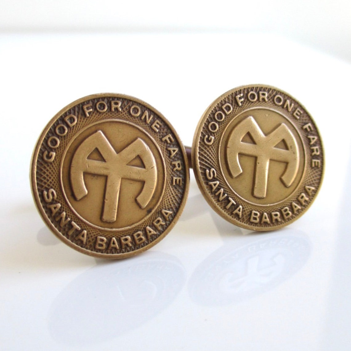 SANTA BARBARA Transit Token Cuff Links Repurposed Vintage - Etsy