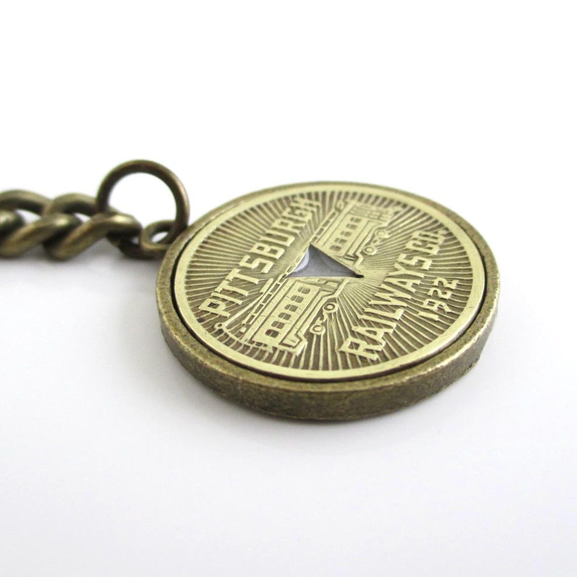 PITTSBURGH Railways Token Key Chain - Repurposed 1922 Vintage Gold Tone ...