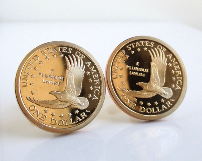 USA Eagle One Dollar Coin Cuff Links Repurposed Proof Gem - Etsy