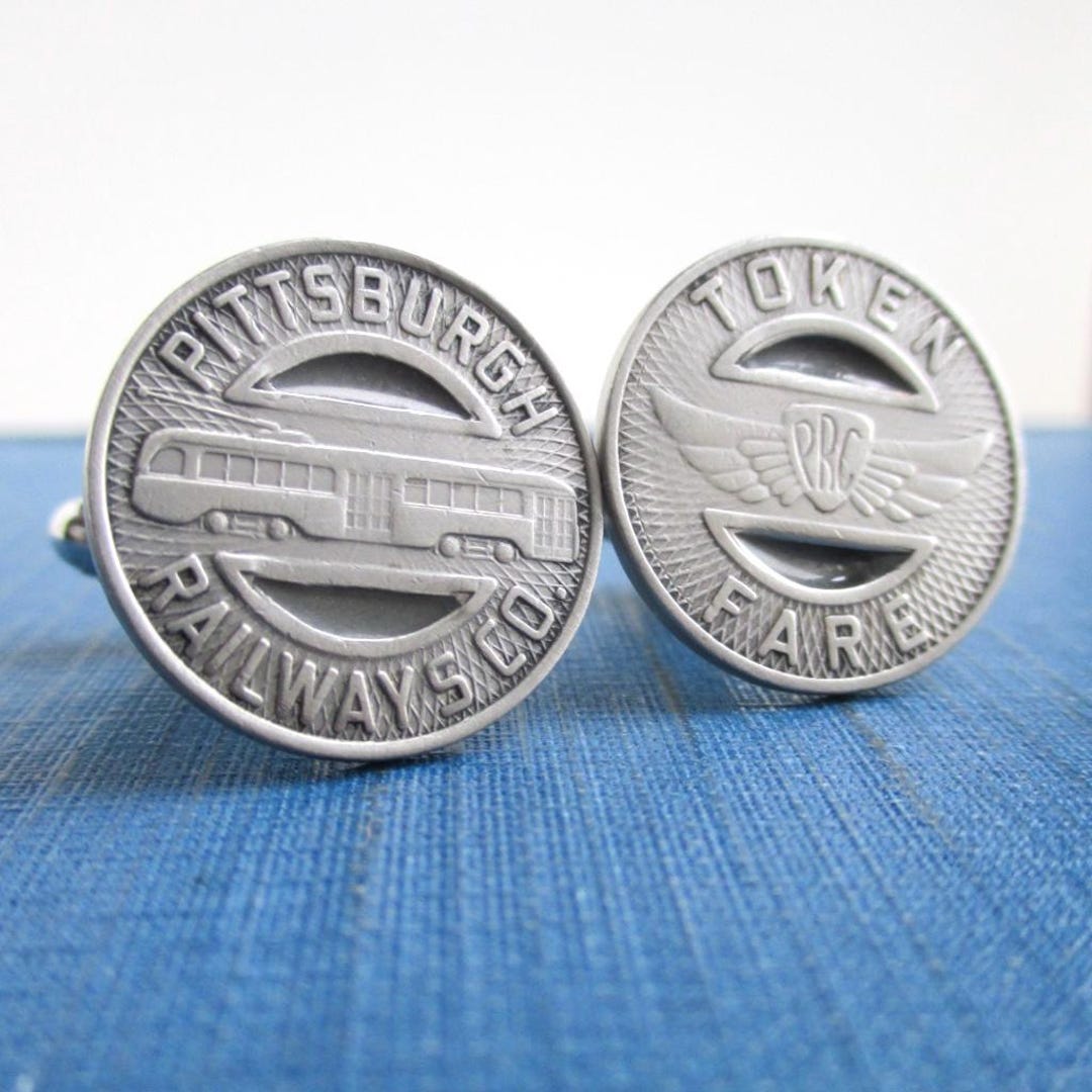 PITTSBURGH Railways Co Token Cuff Links - Repurposed Vintage Silver ...