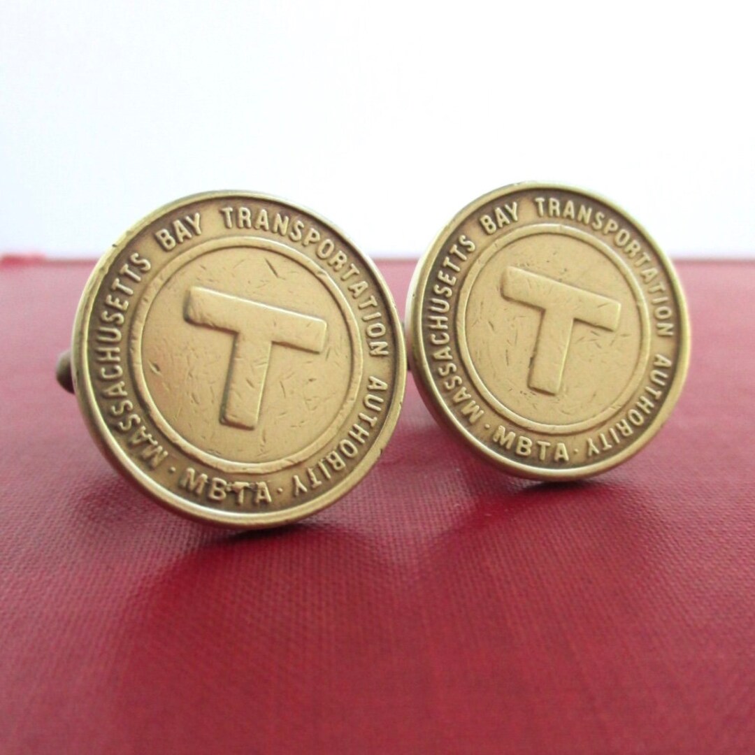 BOSTON T Token Cuff Links Repurposed Vintage Gold Tone Transit Tokens ...