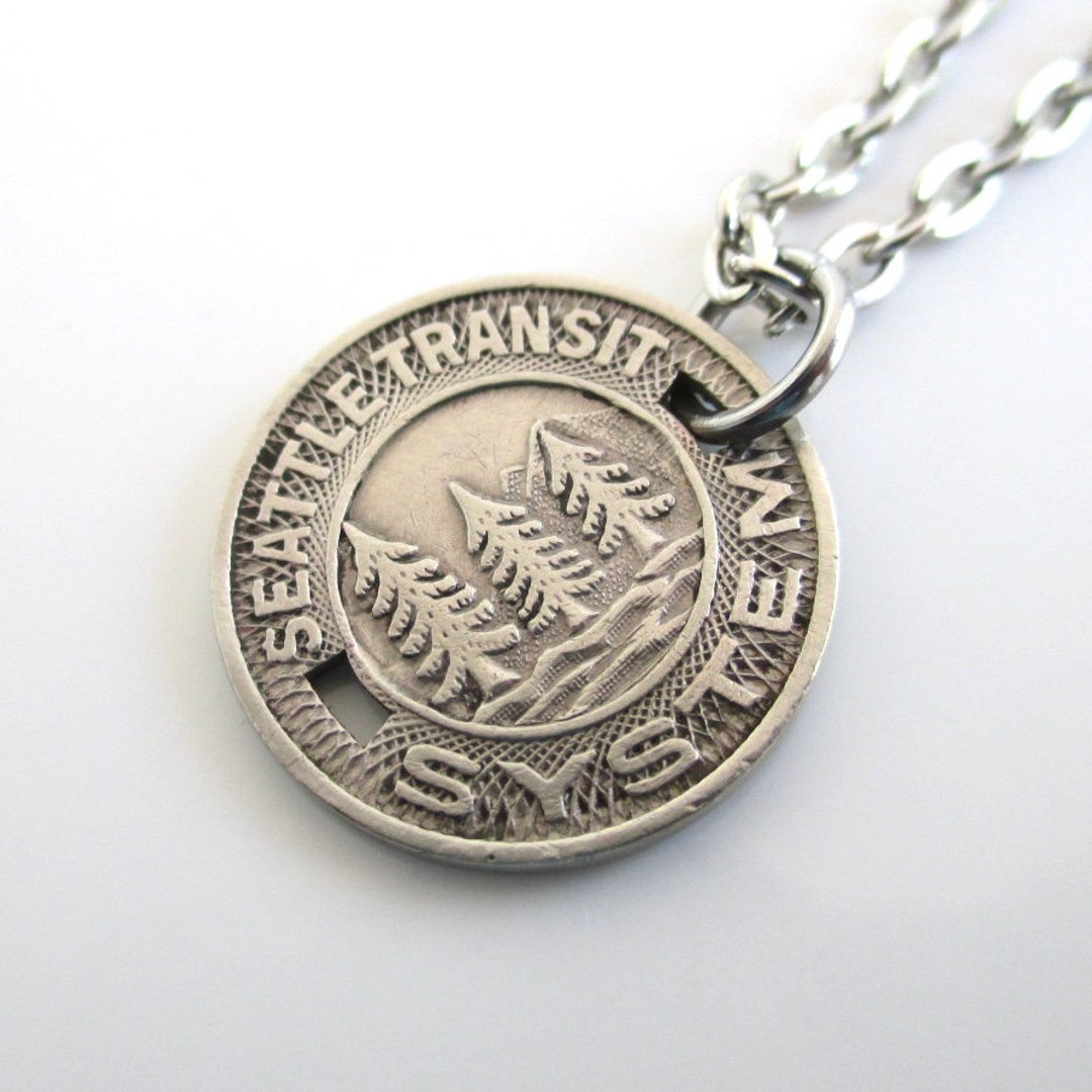 SEATTLE Transit Token Pendant Necklace Repurposed Vintage - Etsy