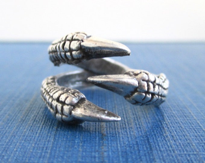 Claw or Talon Ring Adjustable Size Silver Tone Bypass Ring - Etsy