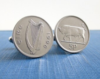 IRELAND Coin Cuff Links Irish Eire Repurposed Vintage - Etsy