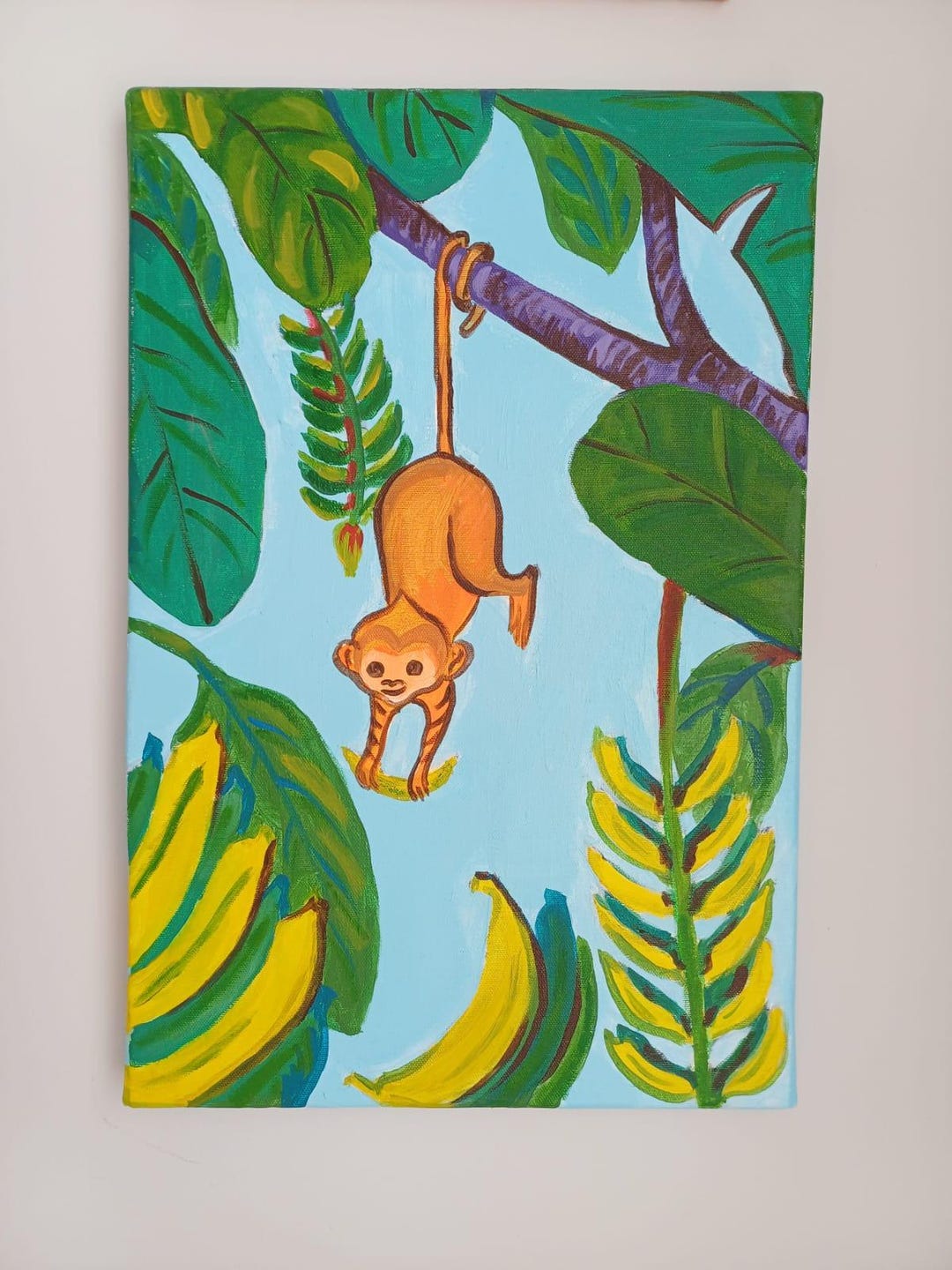 Hand-painted Monkey Nursery Wall Art: Acrylic & Oil Painting (30x45 Cm ...
