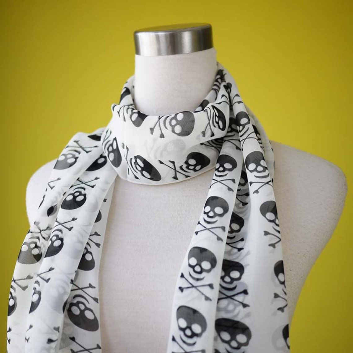 Skull head scarf halloween scull scarf black scull in white | Etsy