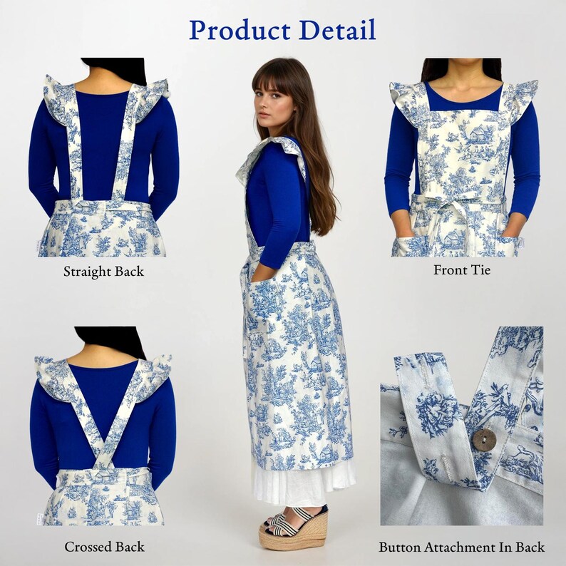Cute Apron Gift Set–blue & White or Blue and Pink Toile | Personalized ...