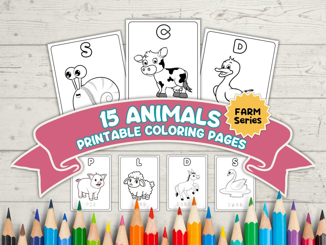 Farm Animals Coloring Pages for Kids – 15 Printable Digital Coloring ...