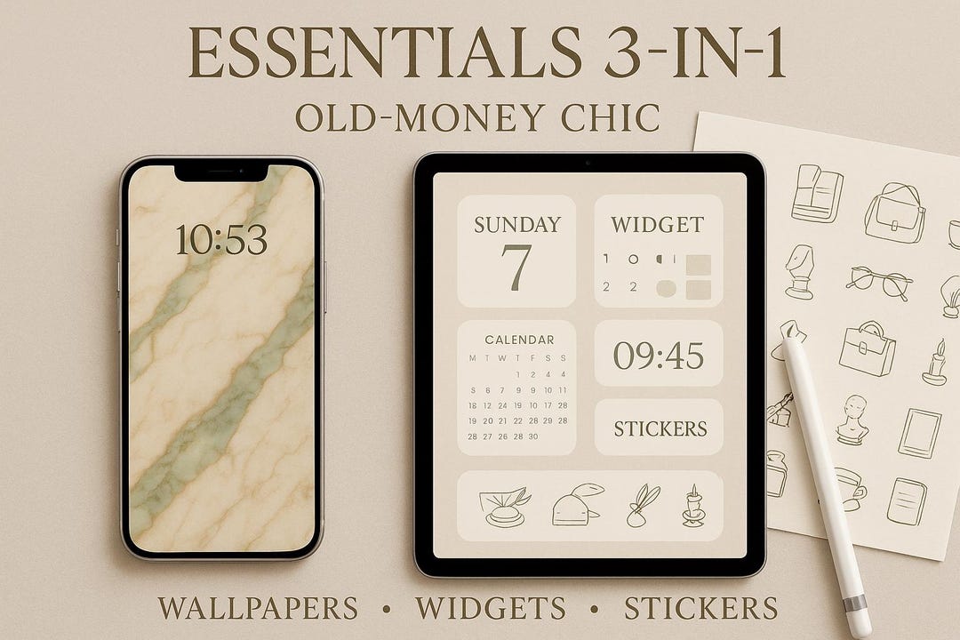 Essentials 3-in-1 ( Wallpapers + Widgets + Stickers ) - Etsy.de