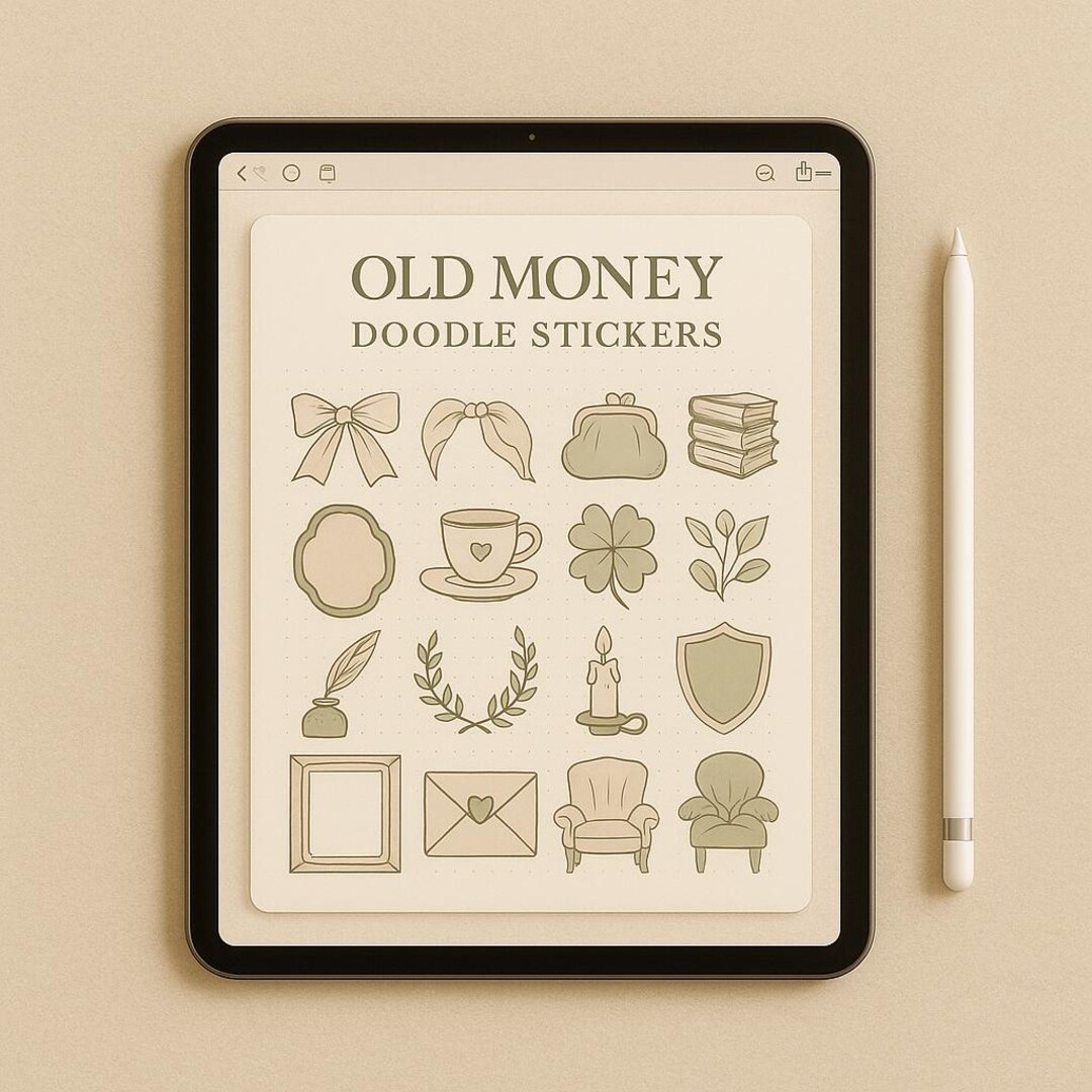 Old‑money Luxury Sticker Pack • 20 Hand‑drawn PNG for Goodnotes & iPad ...