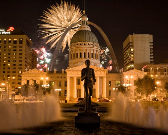 Fourth of July Fireworks St Louis Art Print Photo Canvas or | Etsy