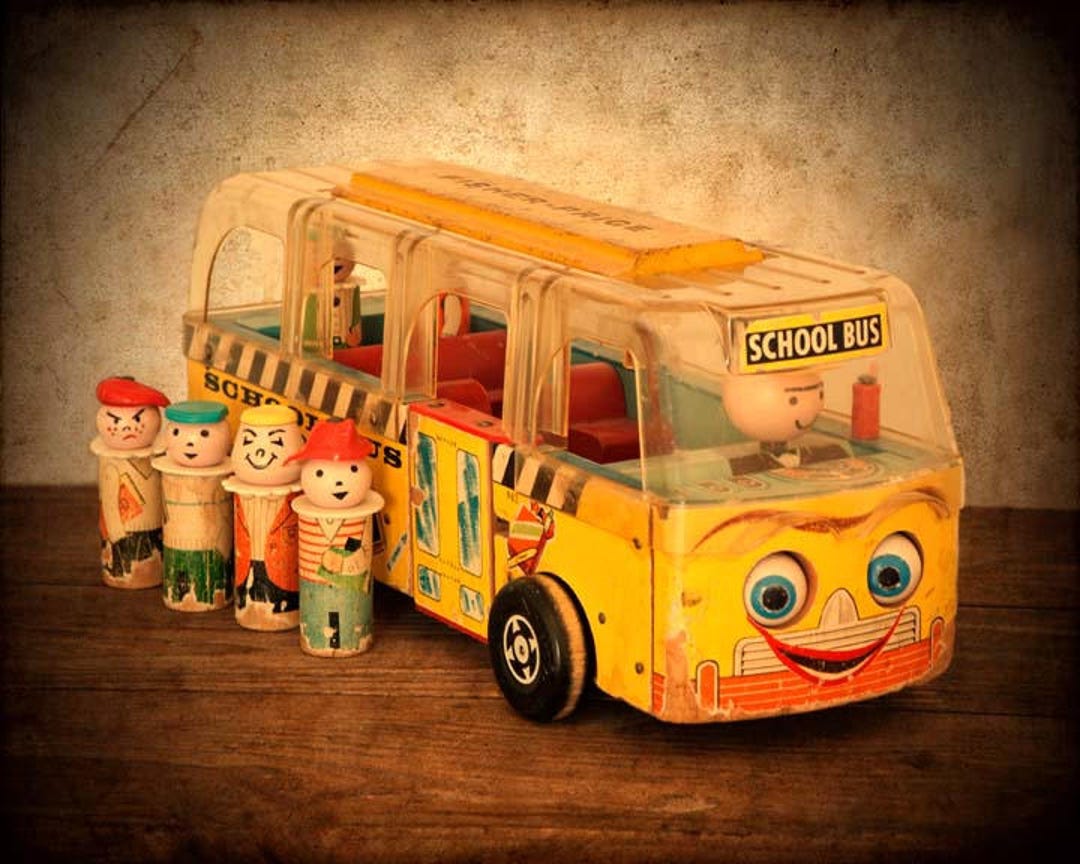 School Bus Pull Toy Print School Bus Photo Art Printbaby - Etsy