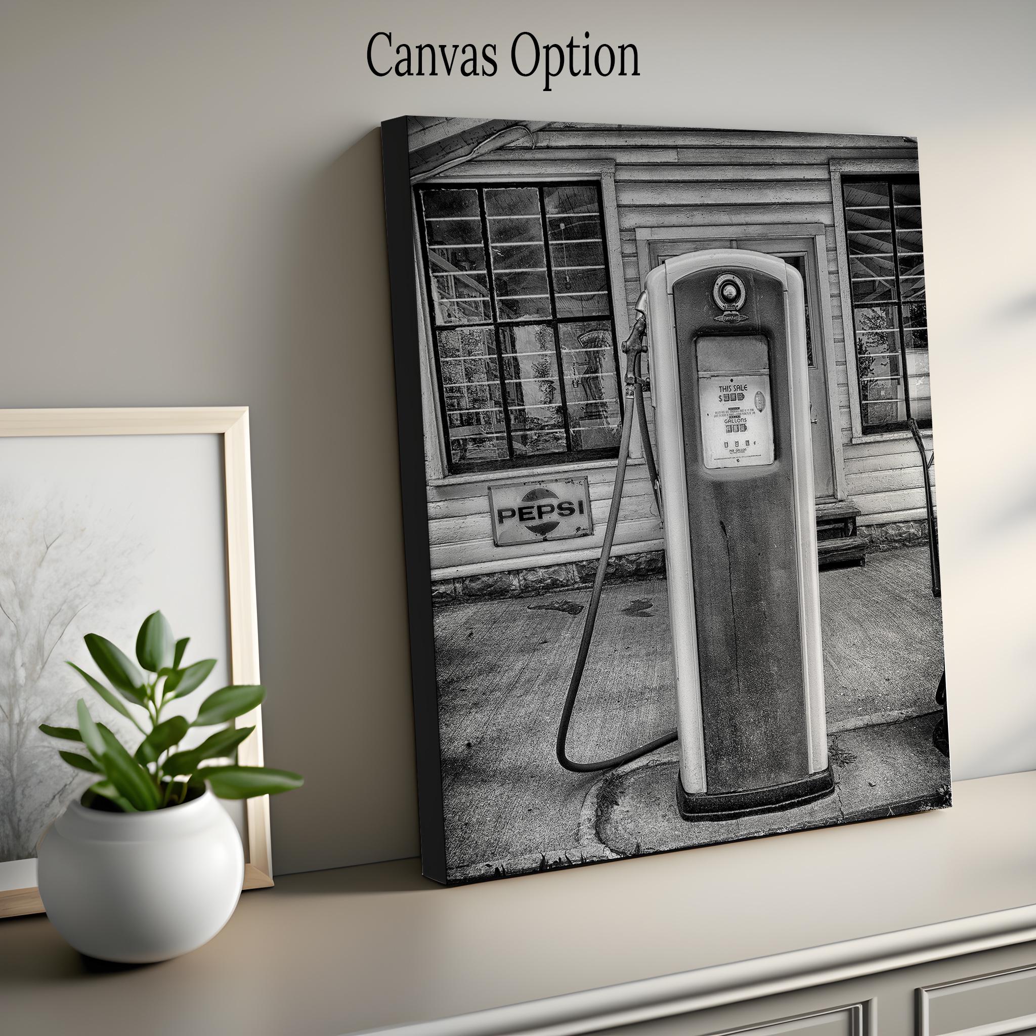 Vintage Gas Pump - Black and White Retro Gas Station - Gas Pump Art ...