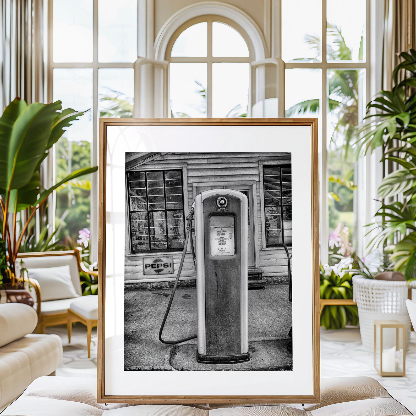 Vintage Gas Pump - Black and White Retro Gas Station - Gas Pump Art ...