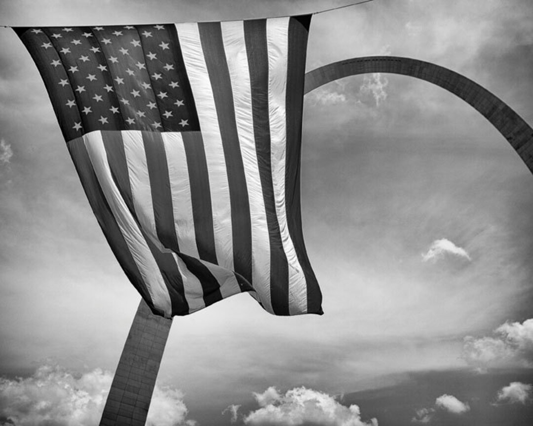 St. Louis Gateway Arch and American Flag, St Louis Arch Photo Print, St ...