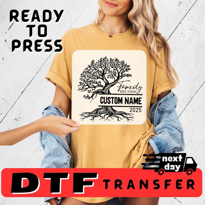 Family Reunion Tree DTF Transfer, Custom Name Ready to Press Heat ...