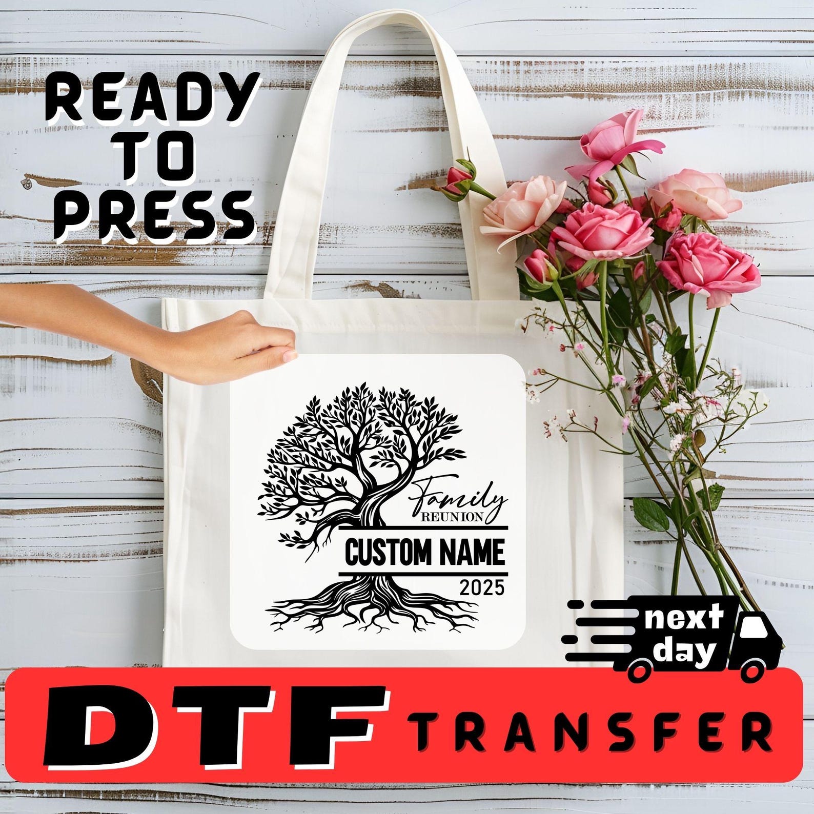 Family Reunion Tree DTF Transfer, Custom Name Ready to Press Heat ...