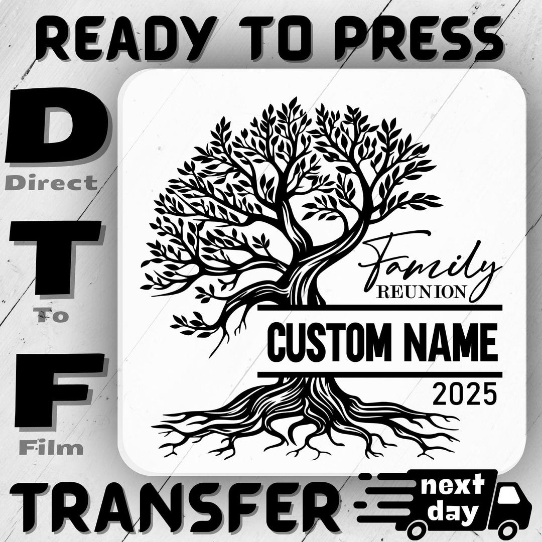 Family Reunion Tree DTF Transfer, Custom Name Ready to Press Heat ...