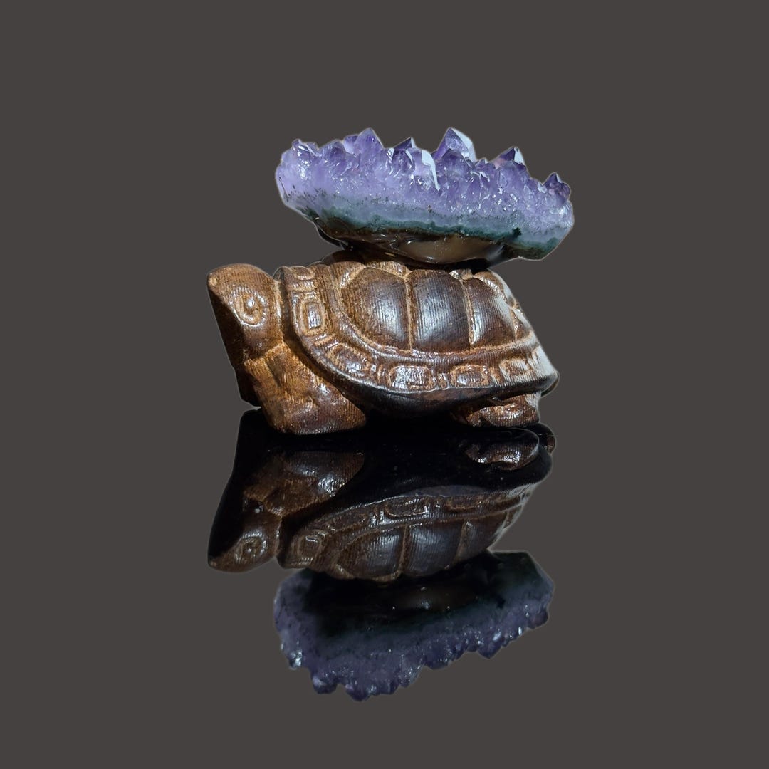 Turtle Amethyst Cluster Figurine – Symbol of Longevity & Stability ...
