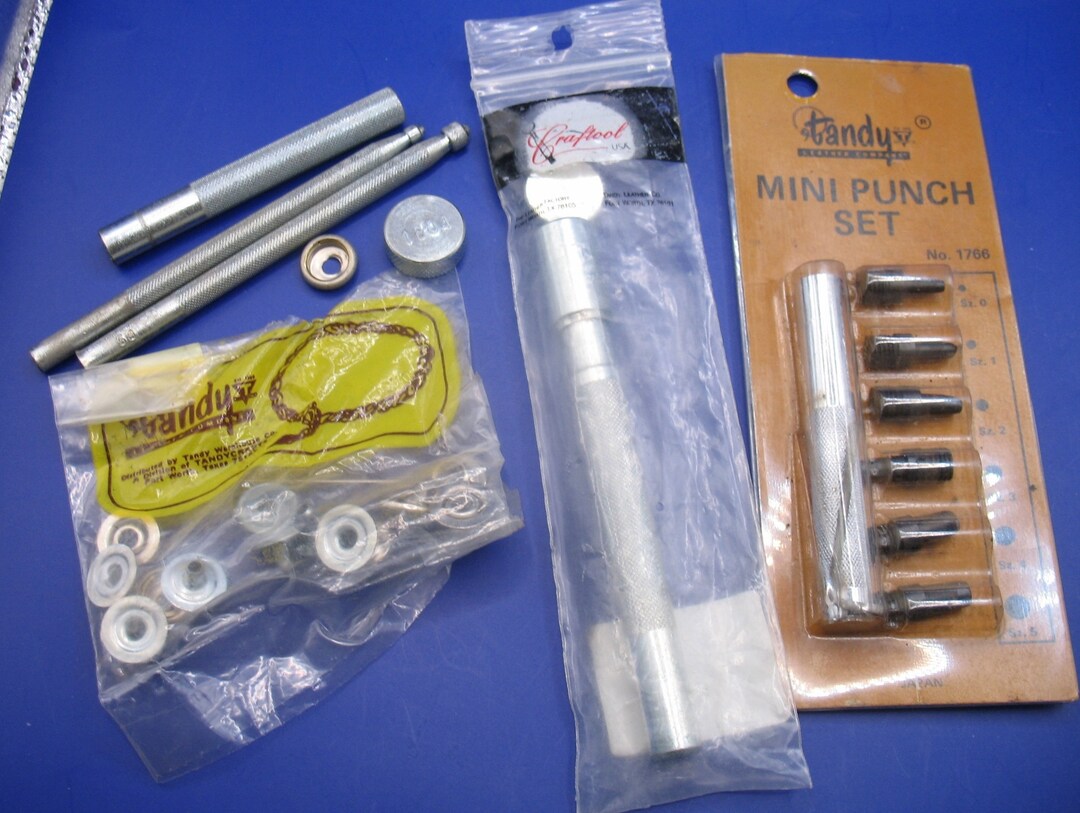 Lot of LEATHER Craft TANDY Craftool USA Mini Punch Set 1766 Tools Spot ...