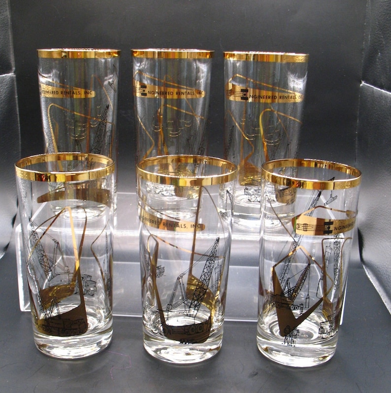 6 MCM Mining Dragline Heavy Equipment Construction Drinking Glasses ...