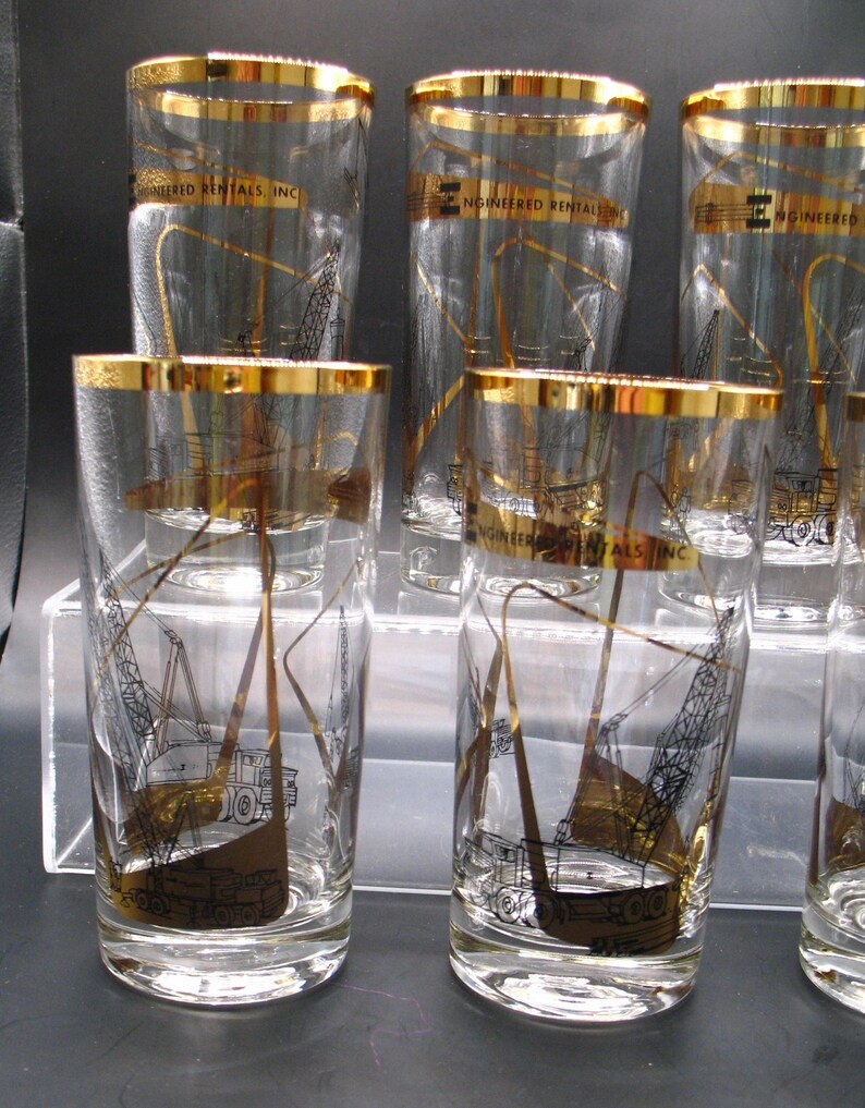 6 MCM Mining Dragline Heavy Equipment Construction Drinking Glasses ...
