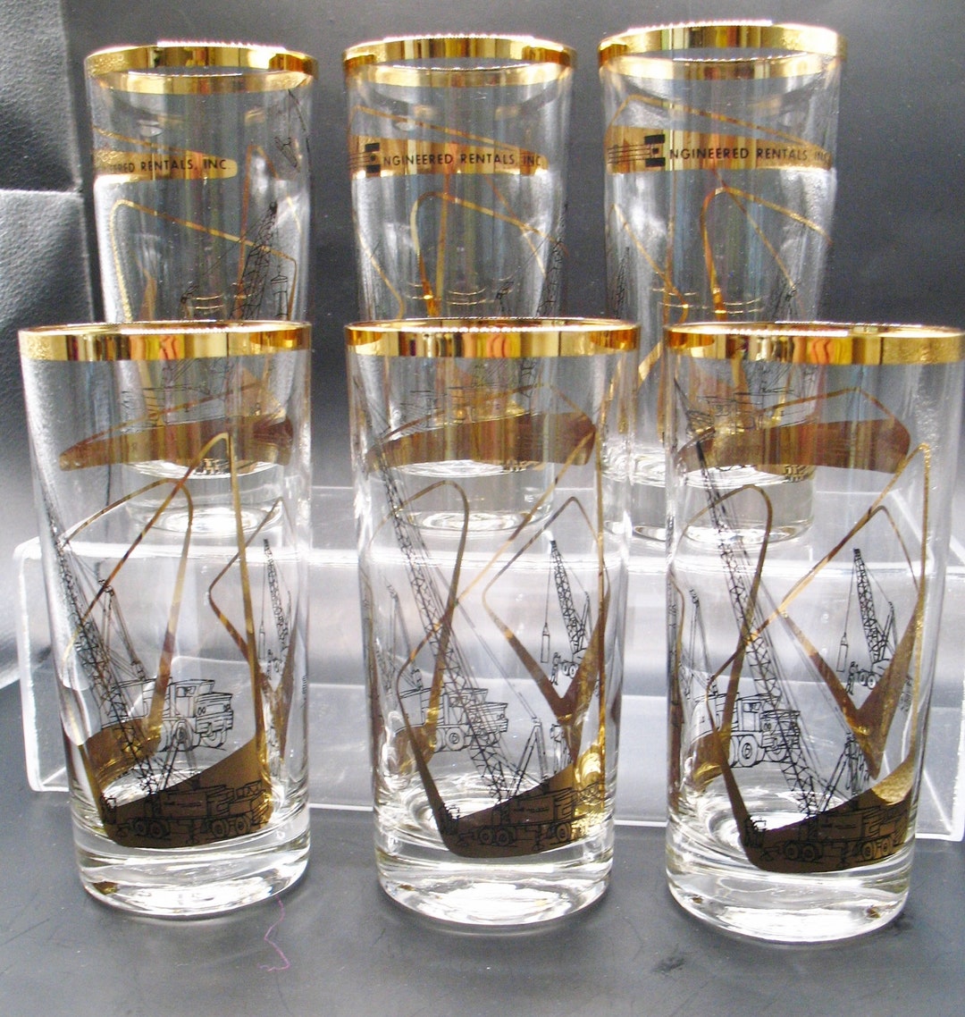 6 MCM Mining Dragline Heavy Equipment Construction Drinking Glasses ...