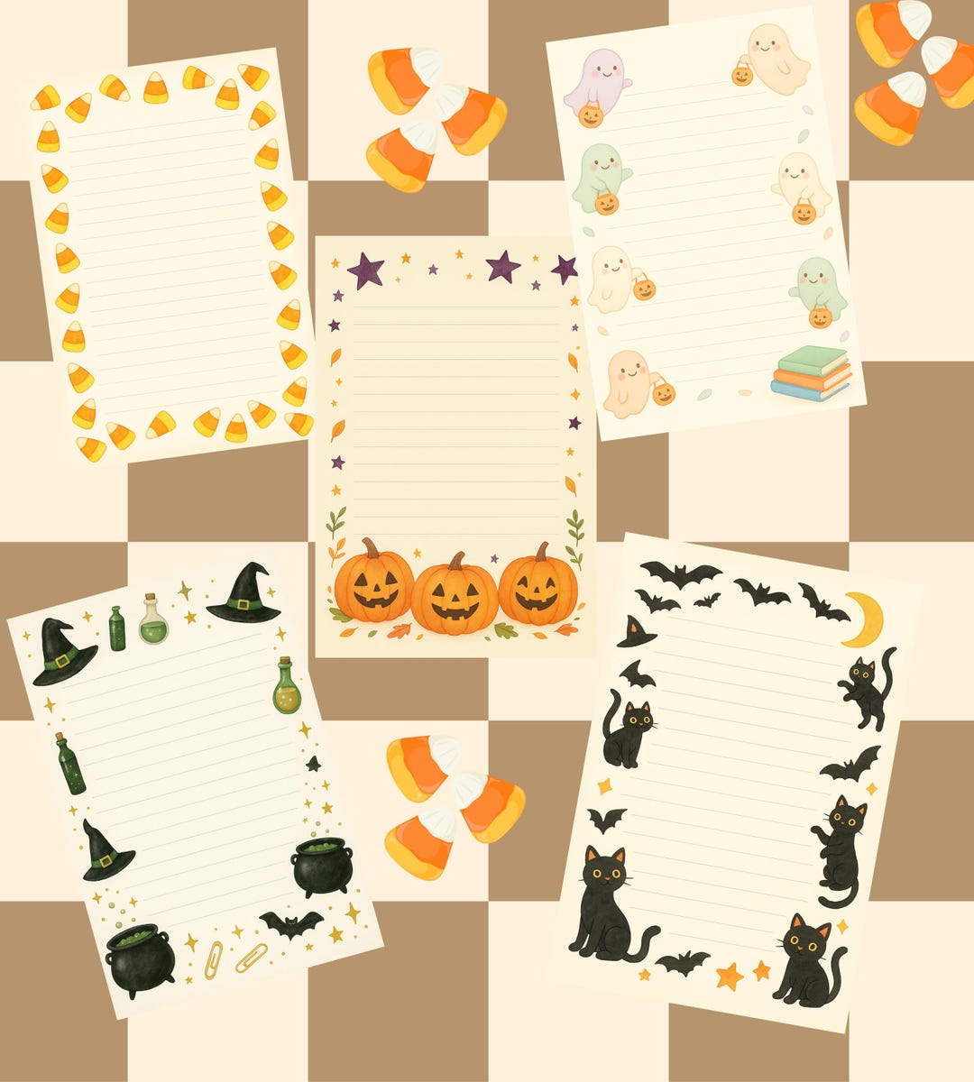 Halloween Lined Paper Printable, Journaling Paper, Note Paper, Cute ...