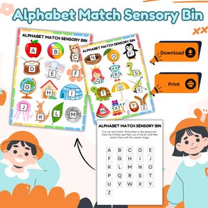 Alphabet Match Sensory Bin Printable: Preschool Letter Activity (PDF ...