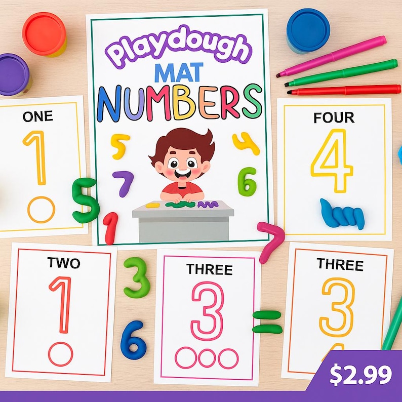 Play Dough Number Mats Printable – Kids Learning Numbers Activity ...