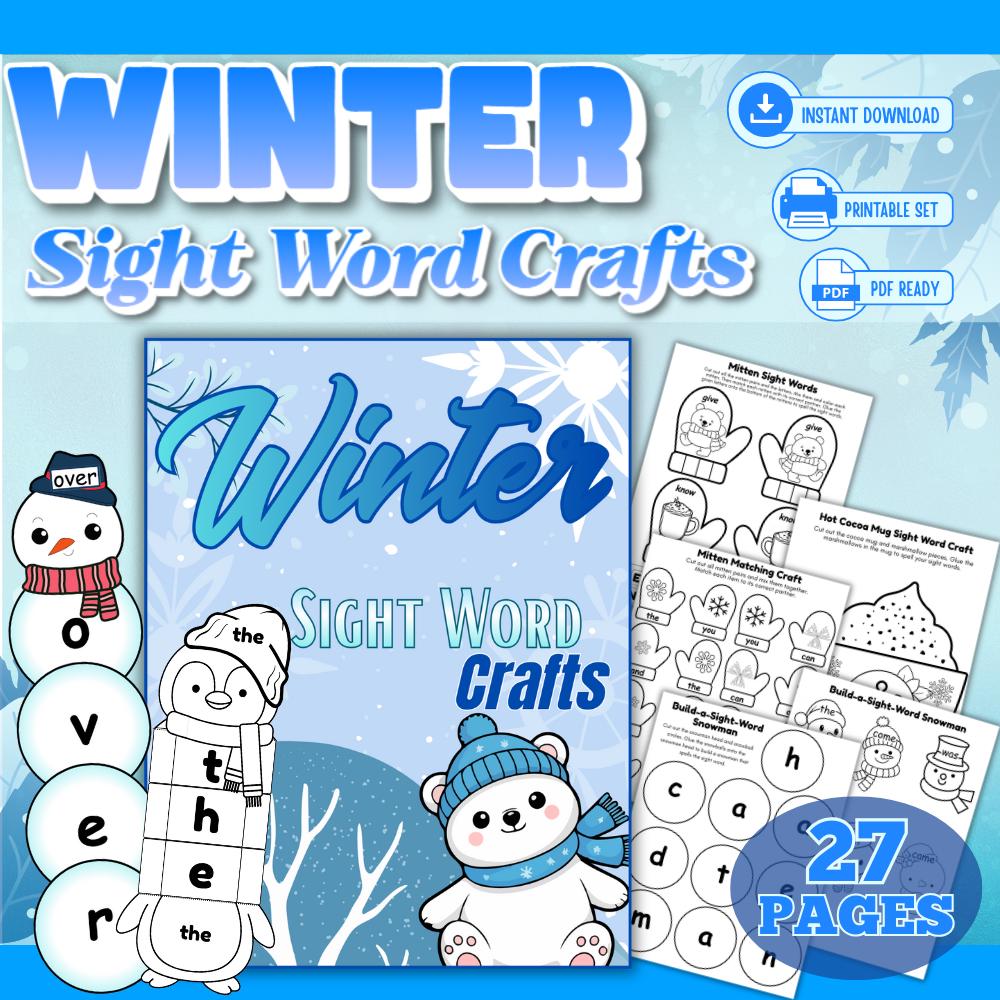 Winter Sight Word Crafts, Digital Worksheet, Learning Activity ...
