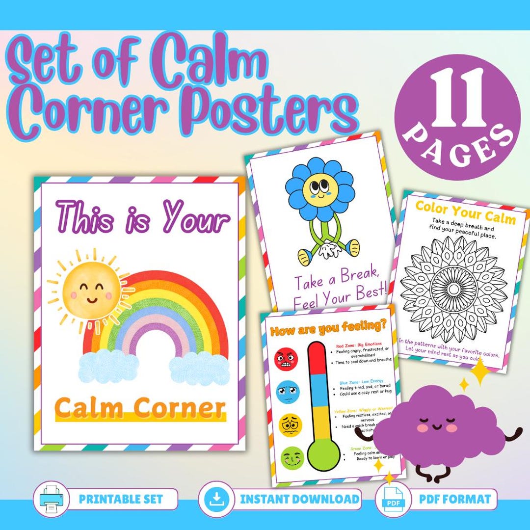 Calm Corner Posters for Kids Printable Emotional Regulation ...