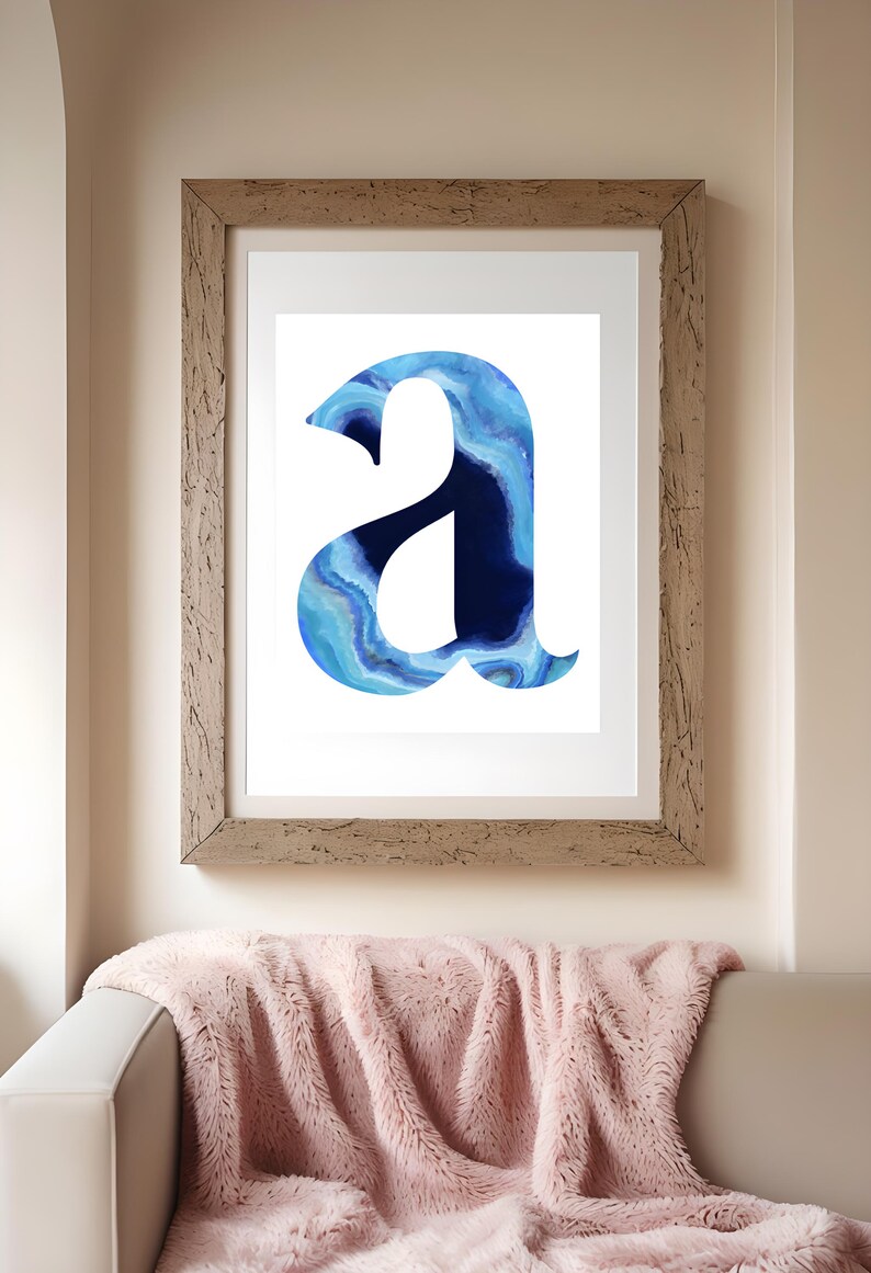 Blue Onyx Alphabet Wall Art Printable – A to Z Initials – Digital ...