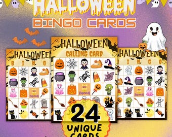 Halloween Bingo Game: 24 Printable Cards, Spooky Fun (PDF) - Etsy
