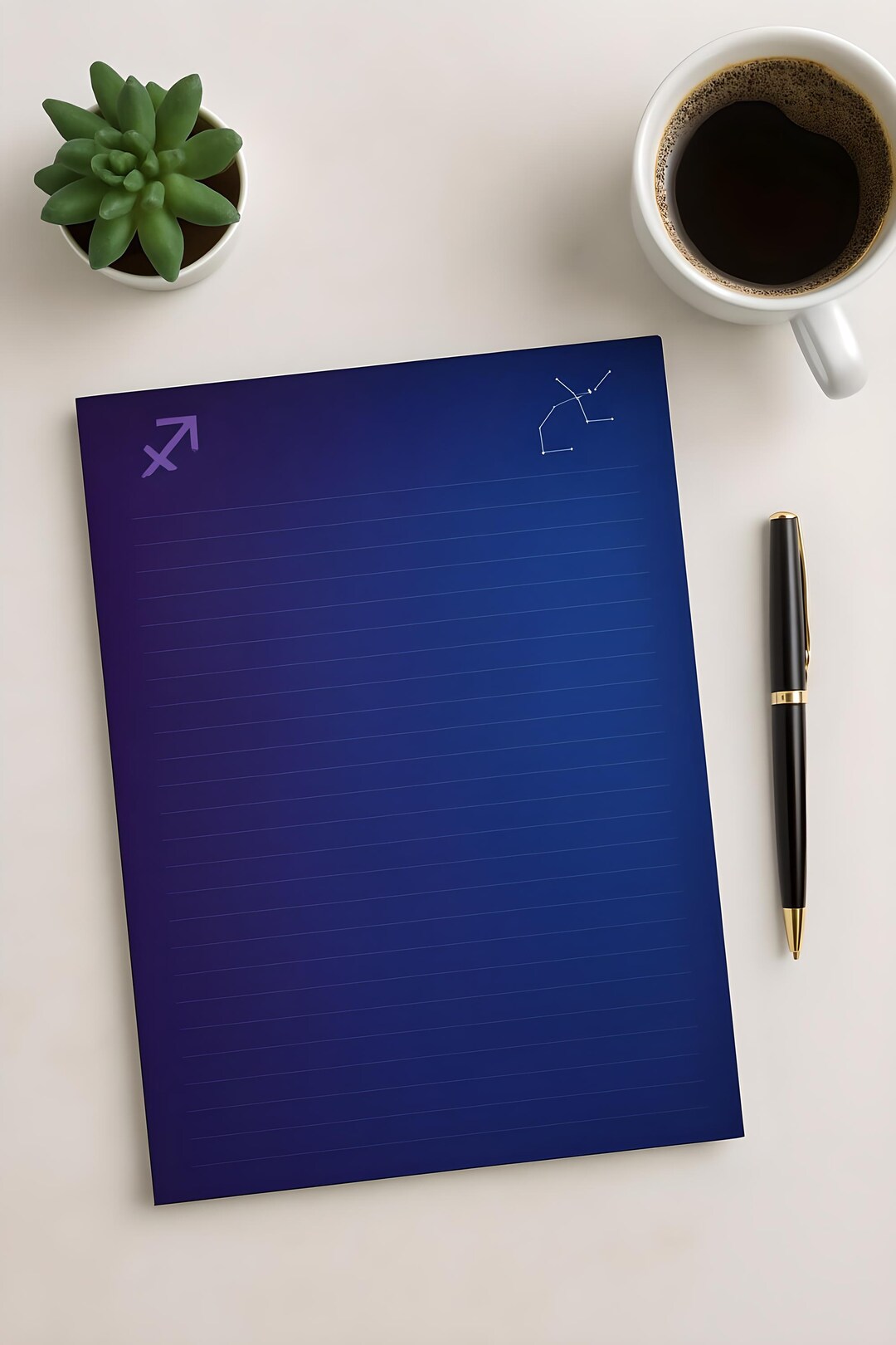 Printable Sagittarius Zodiac Lined Paper Adventurous Purple Blue ...